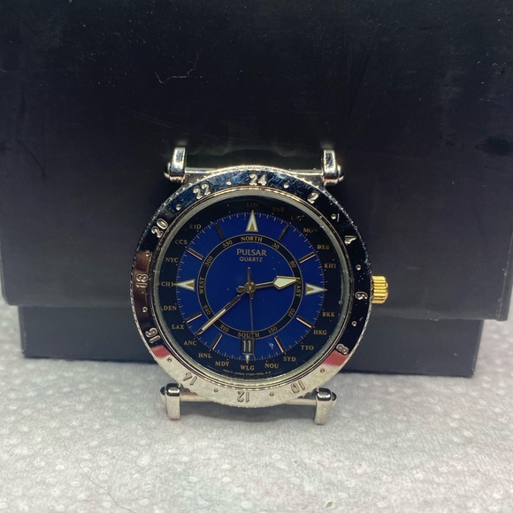Pulsar | Accessories | Vintage World Time Blue Dial Pulsar Watch | Poshmark